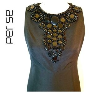 Per Se by Carlisle | Dresses | Per Se By Carlisle Satin Dress Wbeaded ...